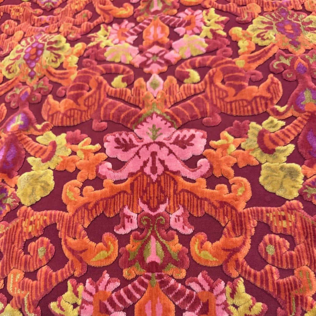 Beautiful Rare Luxury Cut Velvet Fleur Tapestry. Vintage Fabric by ...