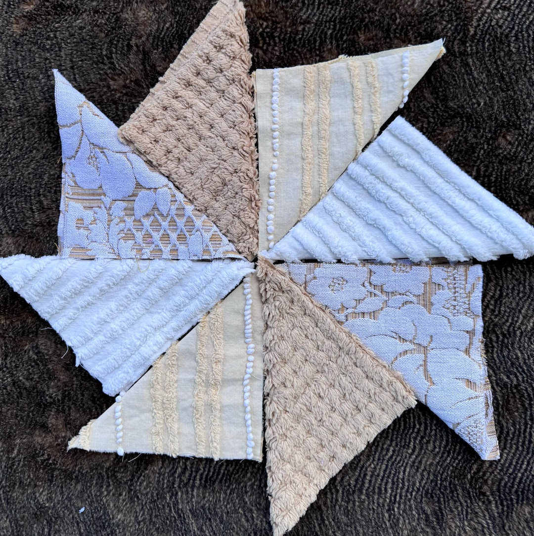 Golden Summer Mix Bates Woven Floral and Vintage Chenille Fabric Quilt ...