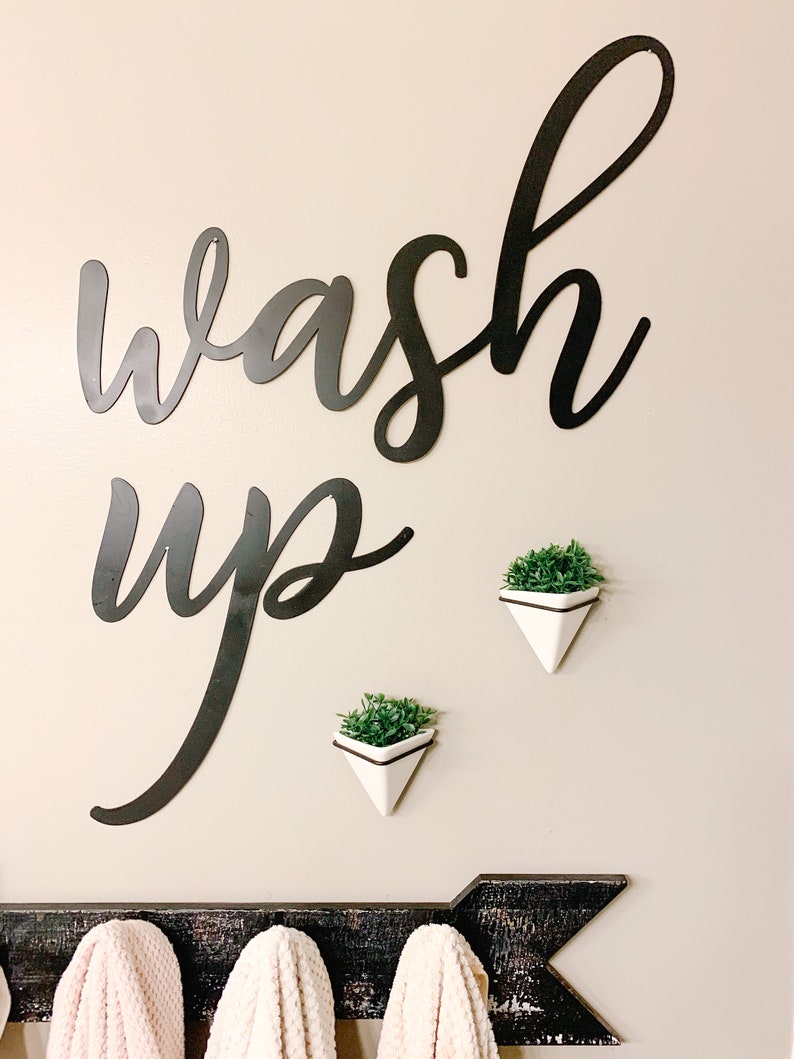 Wash up Metal Bathroom Sign Large Bathroom Wall Art Cute - Etsy