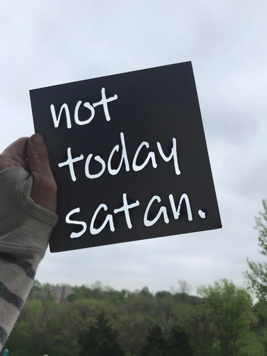 Not Today Satan Metal Cutout Sign Metal Wall Decor Funny Religious ...