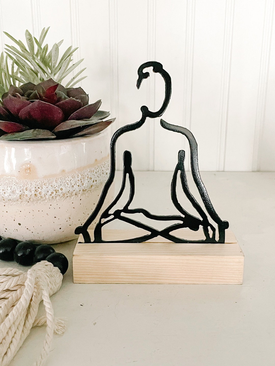 Minimalist Yoga Pose Shelf Sitter Metal Yoga Art Yoga Studio Accent ...