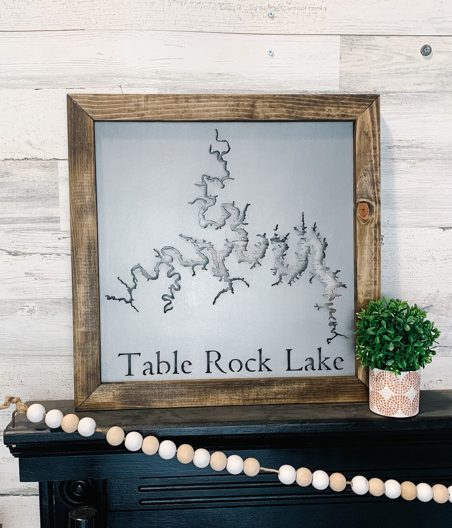 Rustic Wood Framed Metal Lake Map Cutout Custom Lake Design - Etsy
