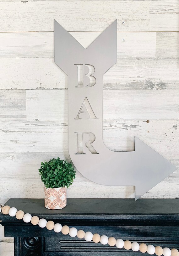 Metal BAR Arrow Rustic Bar Sign Manly Sign Bar Decor - Etsy