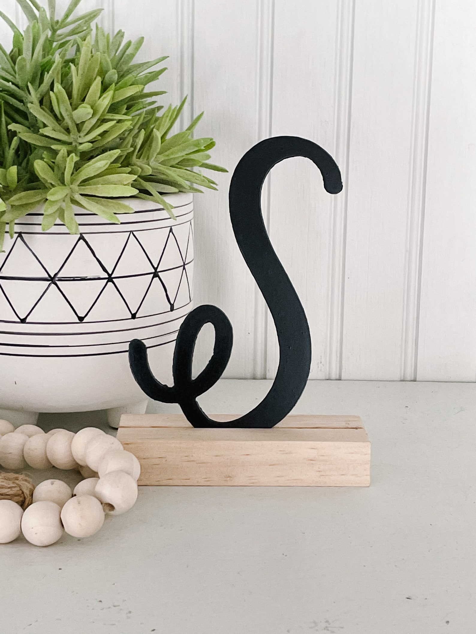 Monogram Shelf Decor Modern Farmhouse Letter Black Metal - Etsy