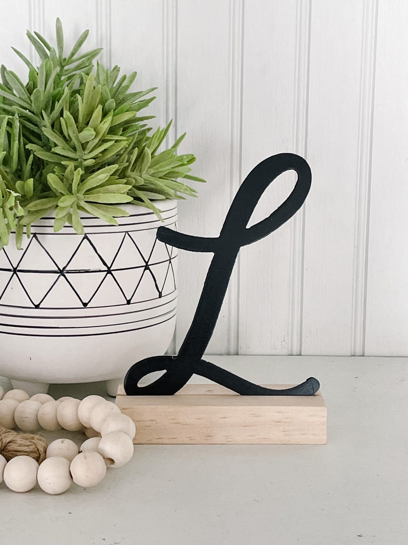 Monogram Shelf Decor Modern Farmhouse Letter Black Metal - Etsy