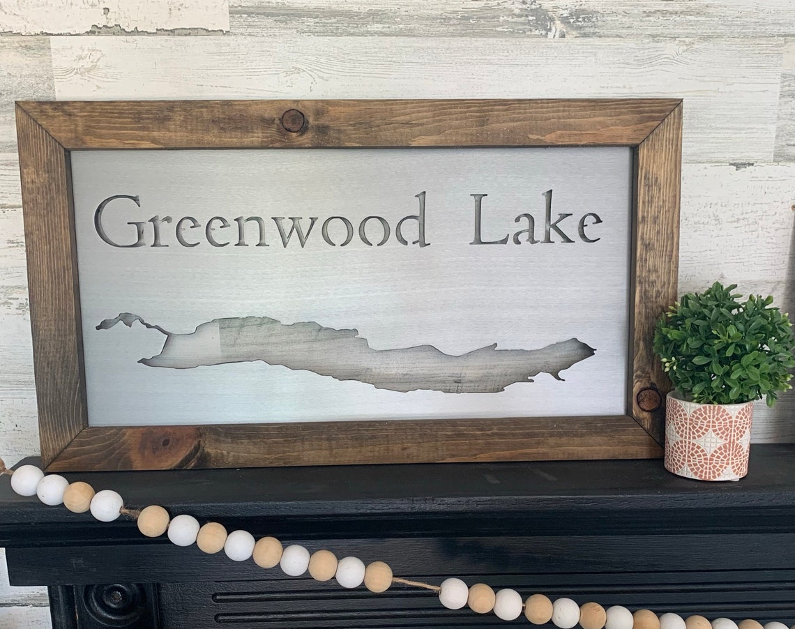 Rustic Wood Framed Metal Lake Map Cutout Custom Lake Design - Etsy