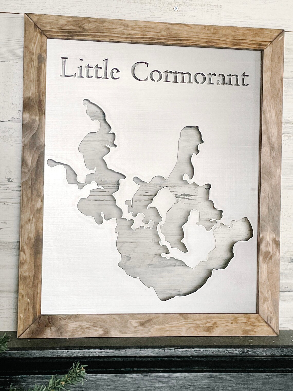 Rustic Wood Framed Metal Lake Map Cutout Custom Lake Design - Etsy