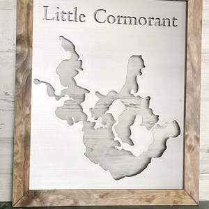 Rustic Wood Framed Metal Lake Map Cutout Custom Lake Design Lakehouse ...