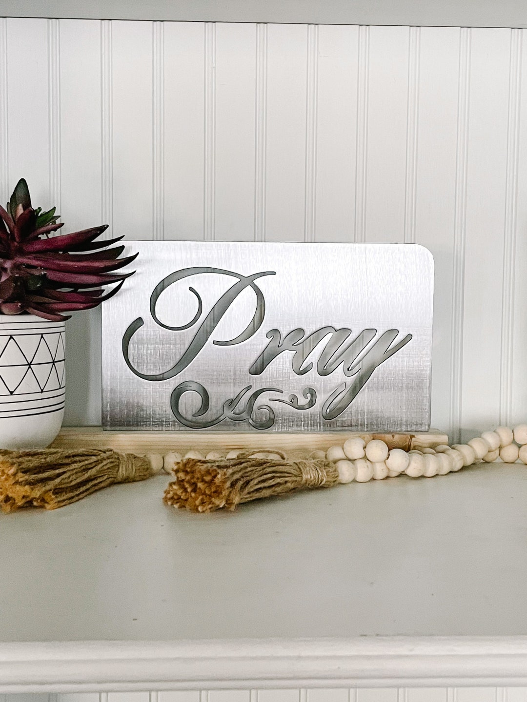 Pray With Filigree Sign Spiritual Metal Sign Farmhouse Metal Decor ...
