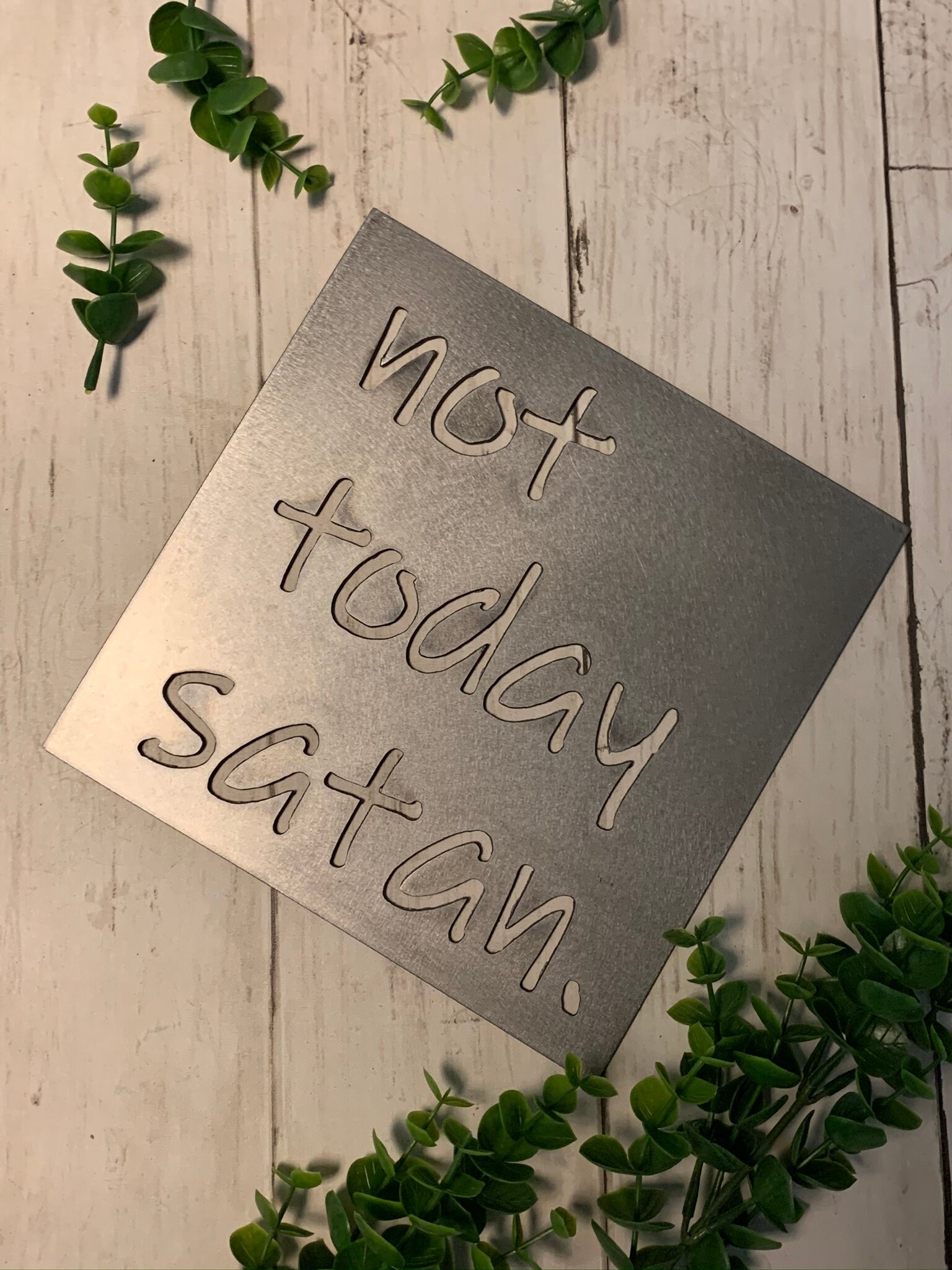 Not Today Satan Metal Cutout Sign Metal Wall Decor Funny | Etsy