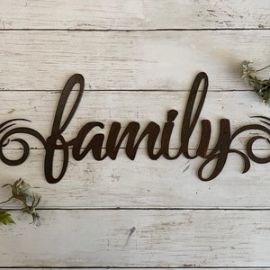 Rusted Family Filigree Decor Sign Metal Steel Cutout Sign Rustic Family ...