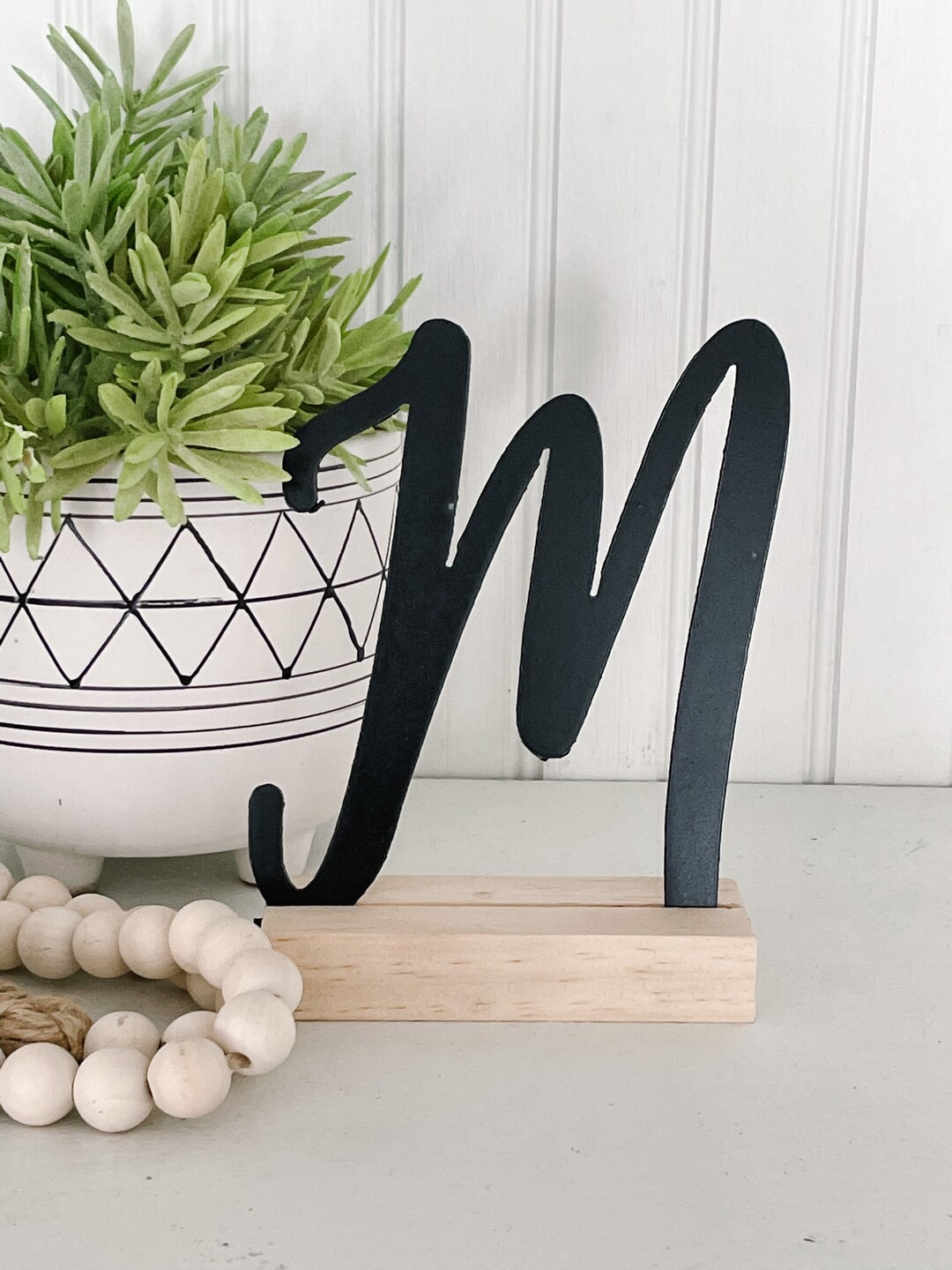 Monogram Shelf Decor Modern Farmhouse Letter Black Metal Letter Cutout ...