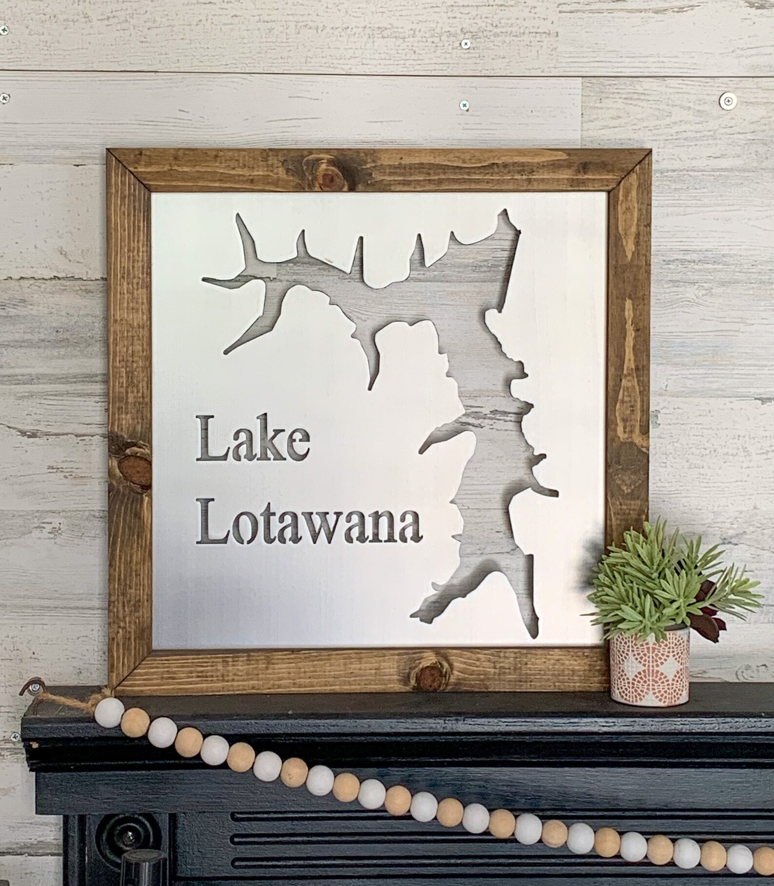 Rustic Wood Framed Metal Lake Map Cutout Custom Lake Design - Etsy