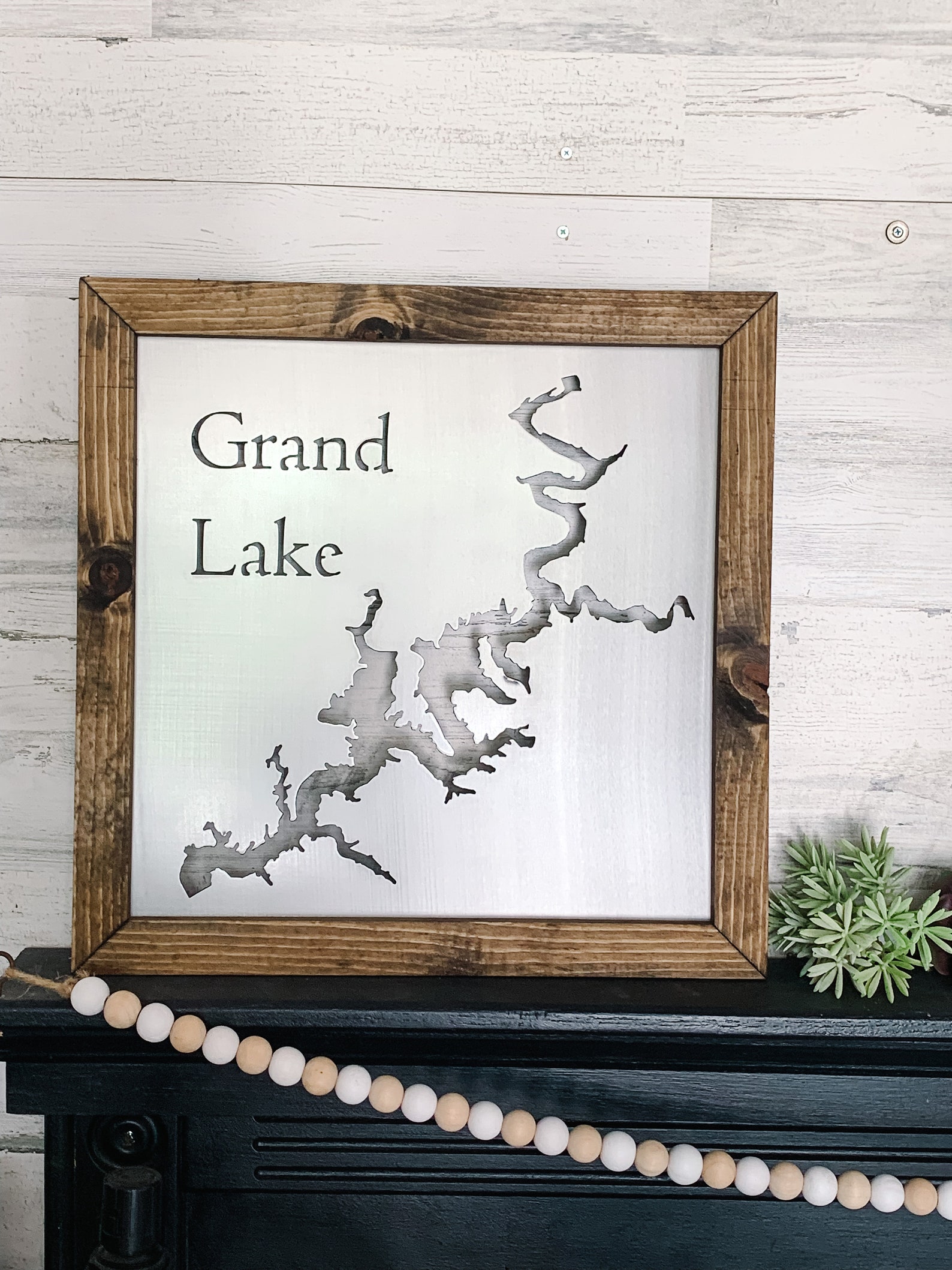 Rustic Wood Framed Metal Lake Map Cutout Custom Lake Design - Etsy