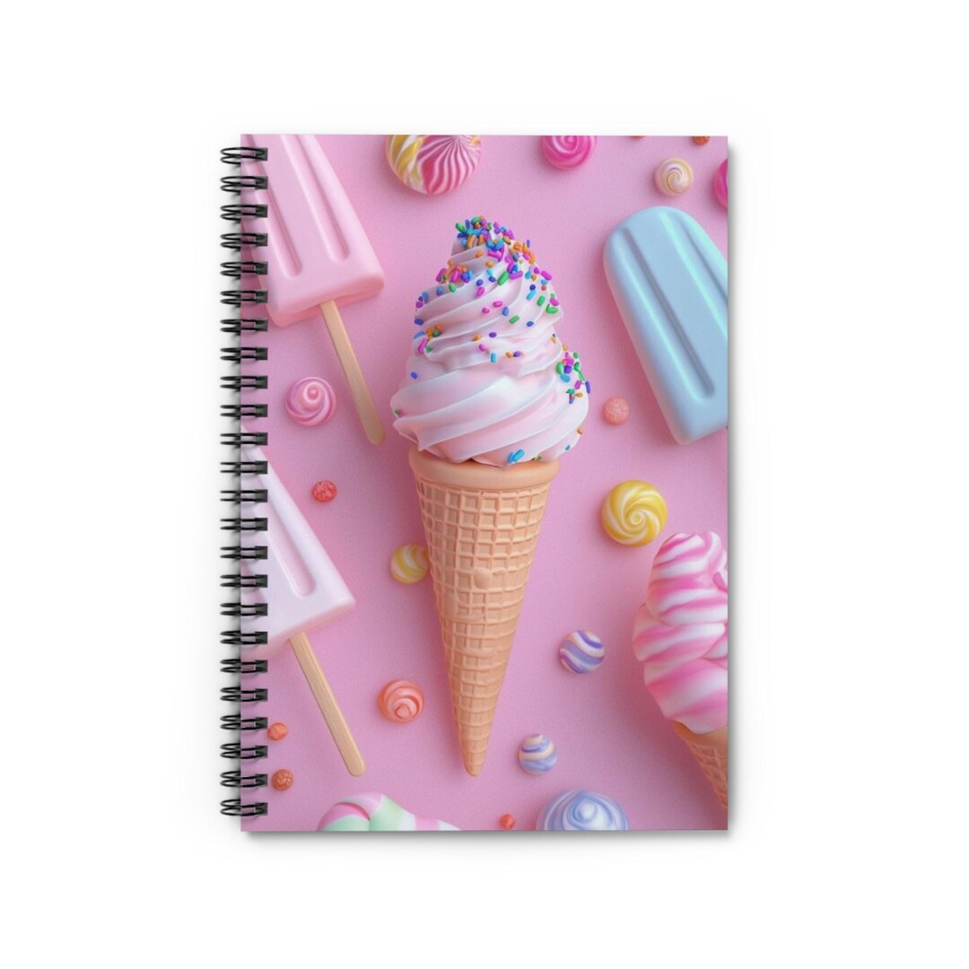 Pastel Ice Cream Cone Spiral Notebook | Ruled Notebook - Etsy