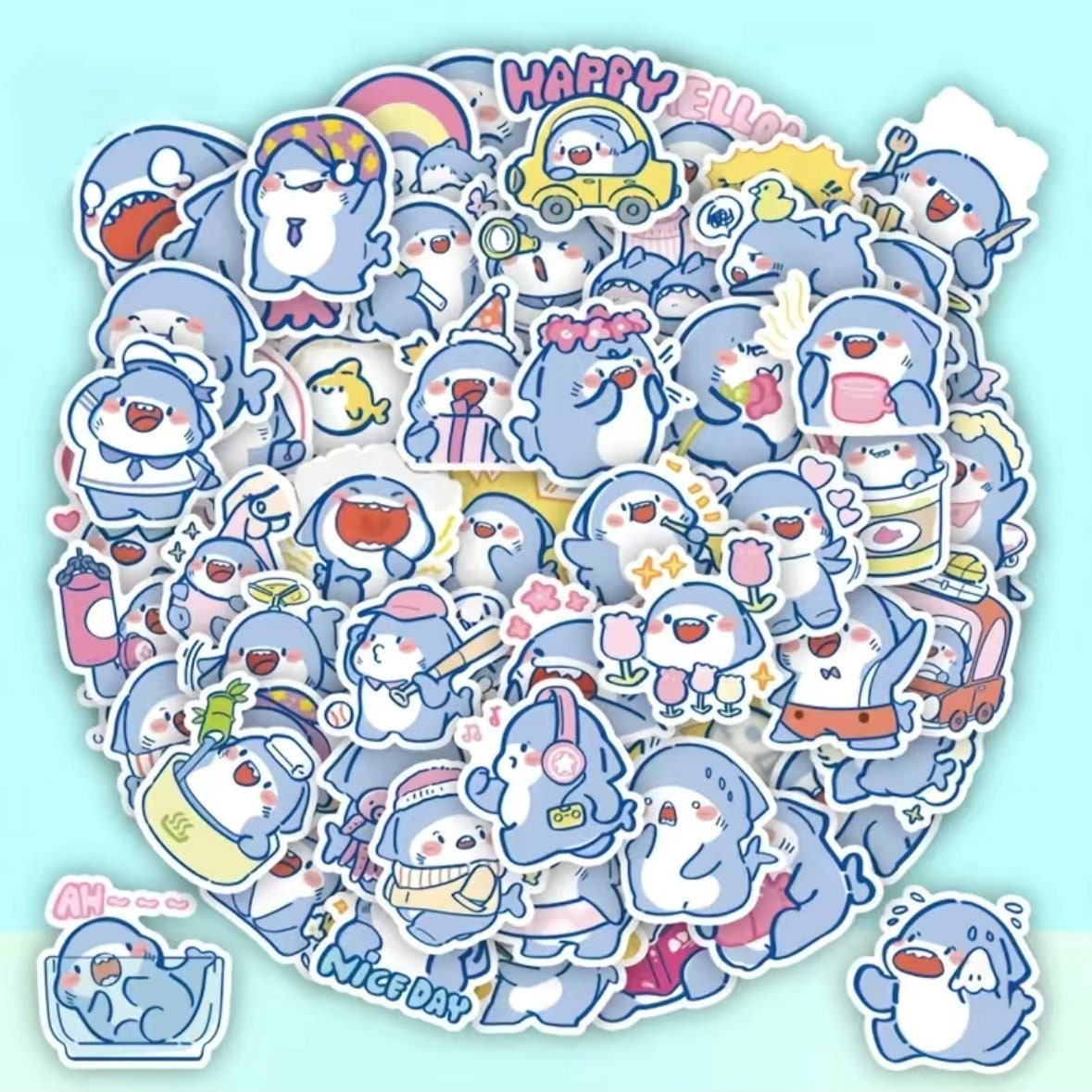 Sticker Mystery Pack Cute Shark Sticker Pack: Colorful and - Etsy