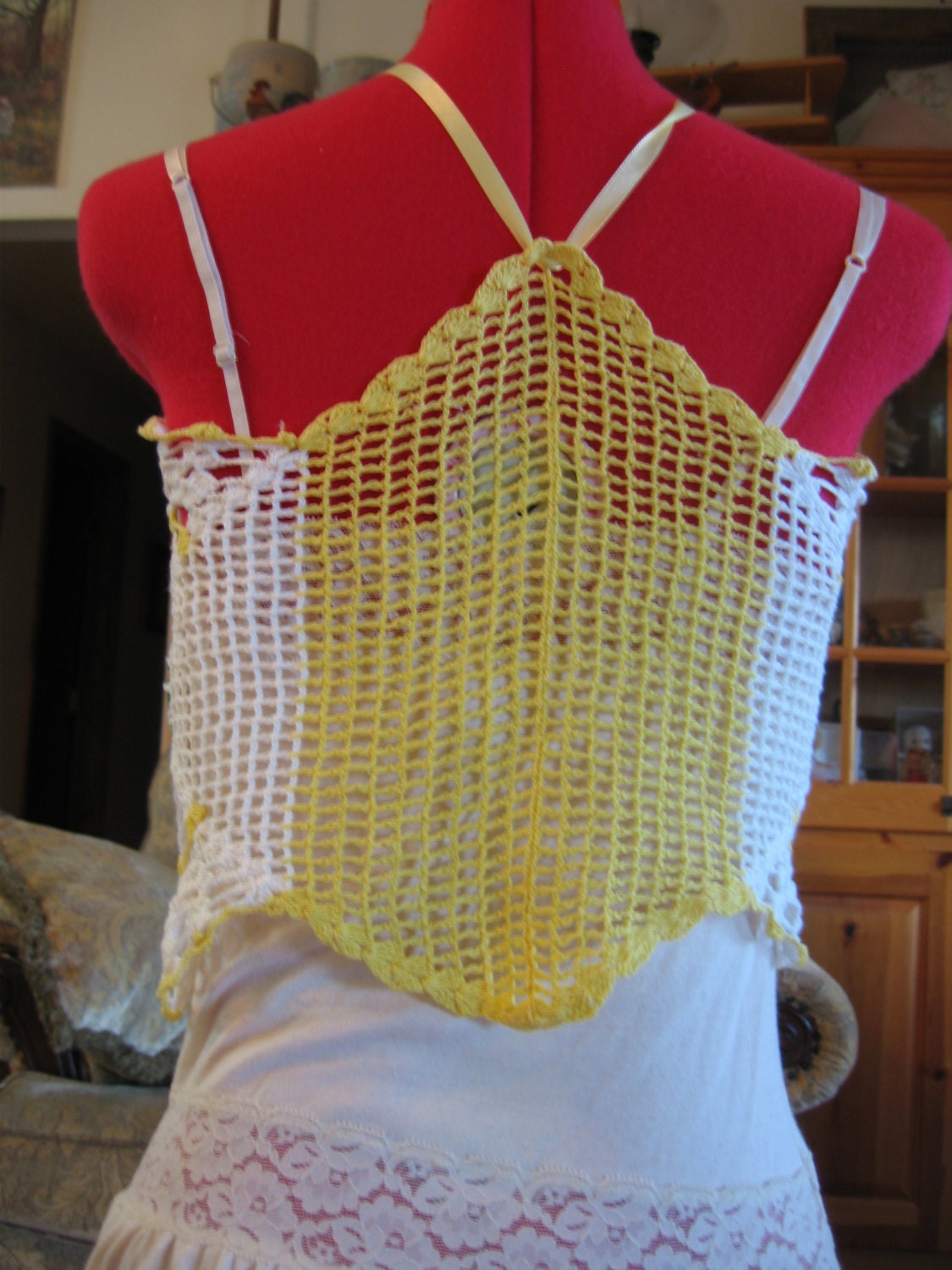 Crochet Top Upcycled Doily Top Repurposed Crochet Top Collage Doily Top ...