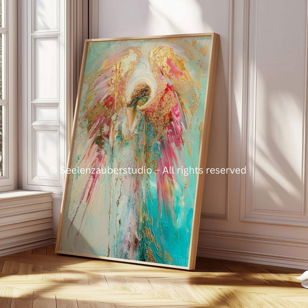Abstract Angel Wall Art | Guardian Angel Art | Spiritual Poster ...