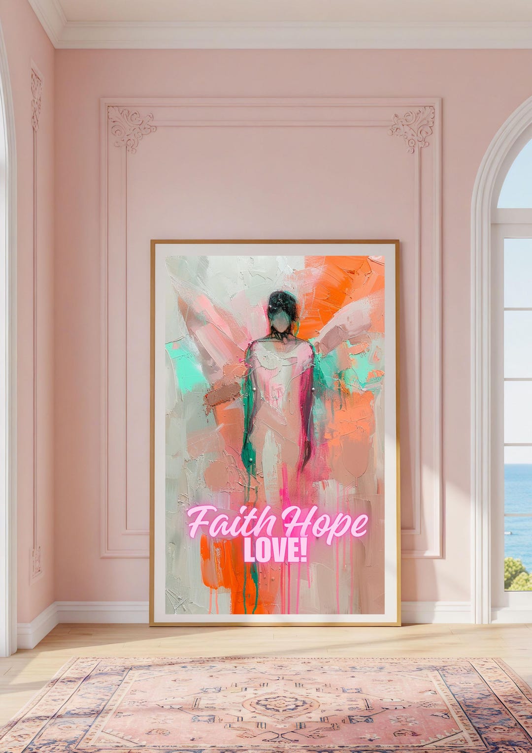 Faith Hope Love Poster - Christian Wall Art Angel Art - Spiritual ...