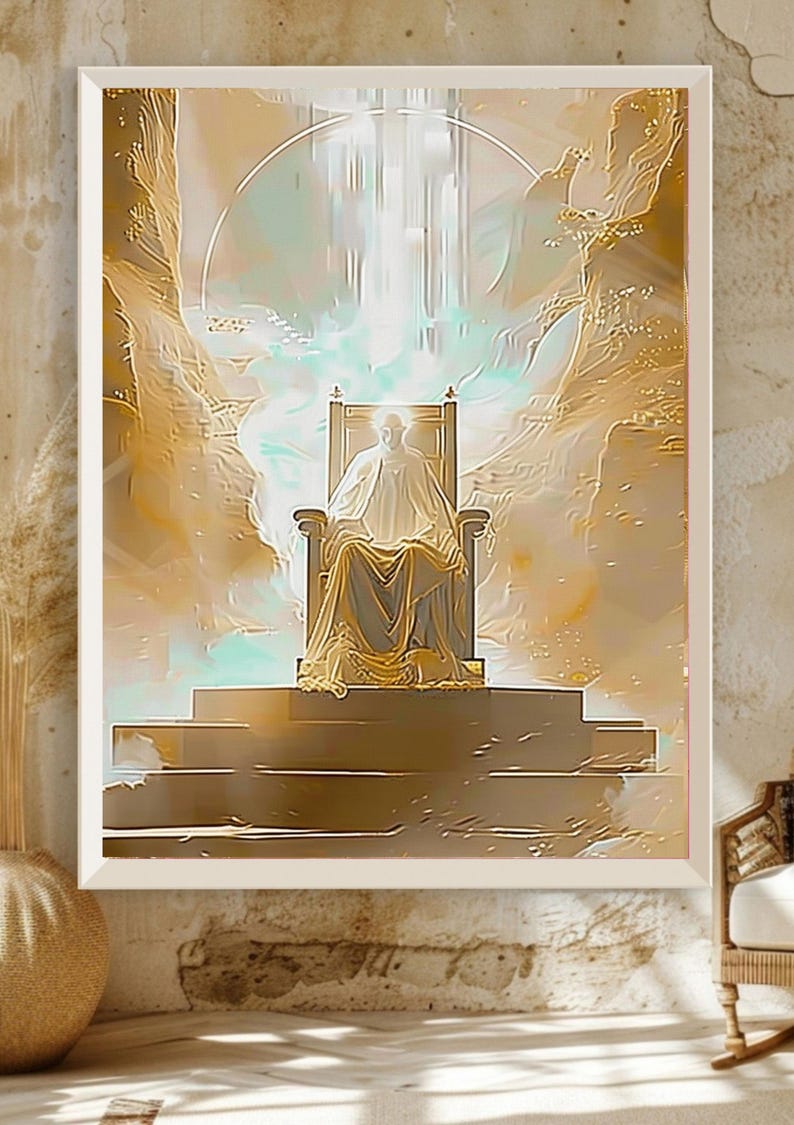 Throne of God Poster – Abstract Wall Art in Gold and White, Spiritual ...