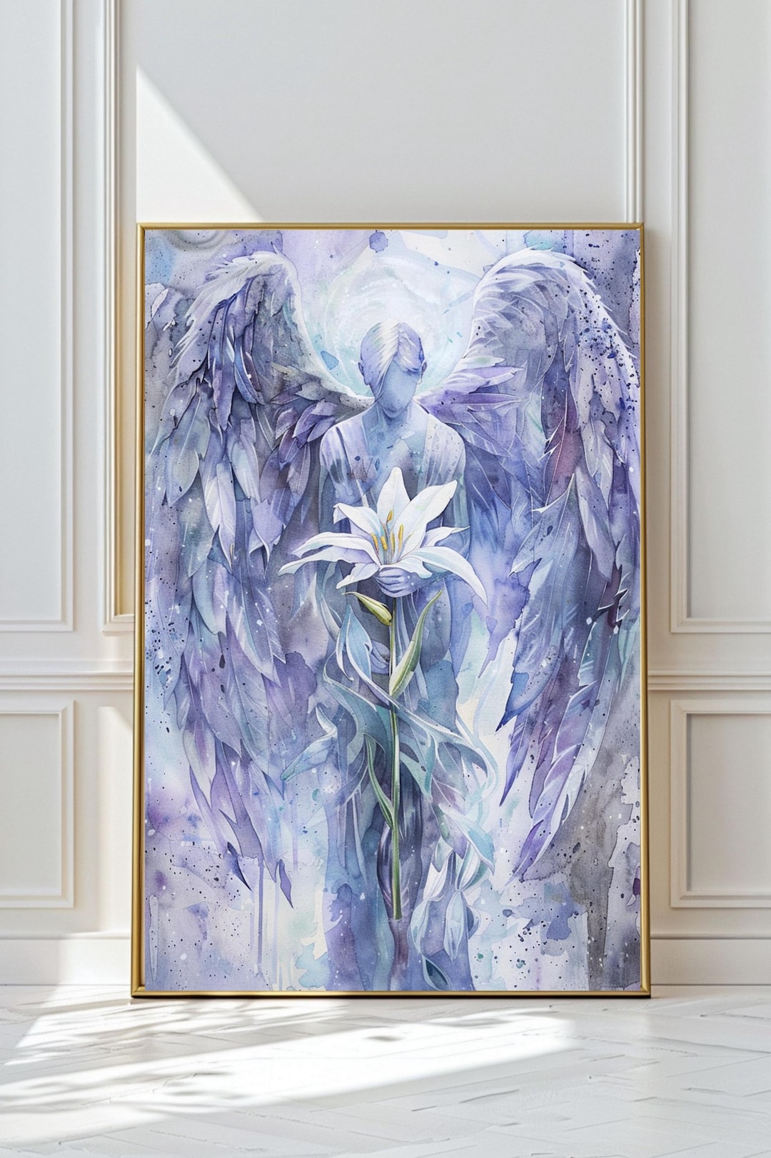 Archangel Gabriel Poster – Spiritual Wall Art With Lily – Angel Art ...