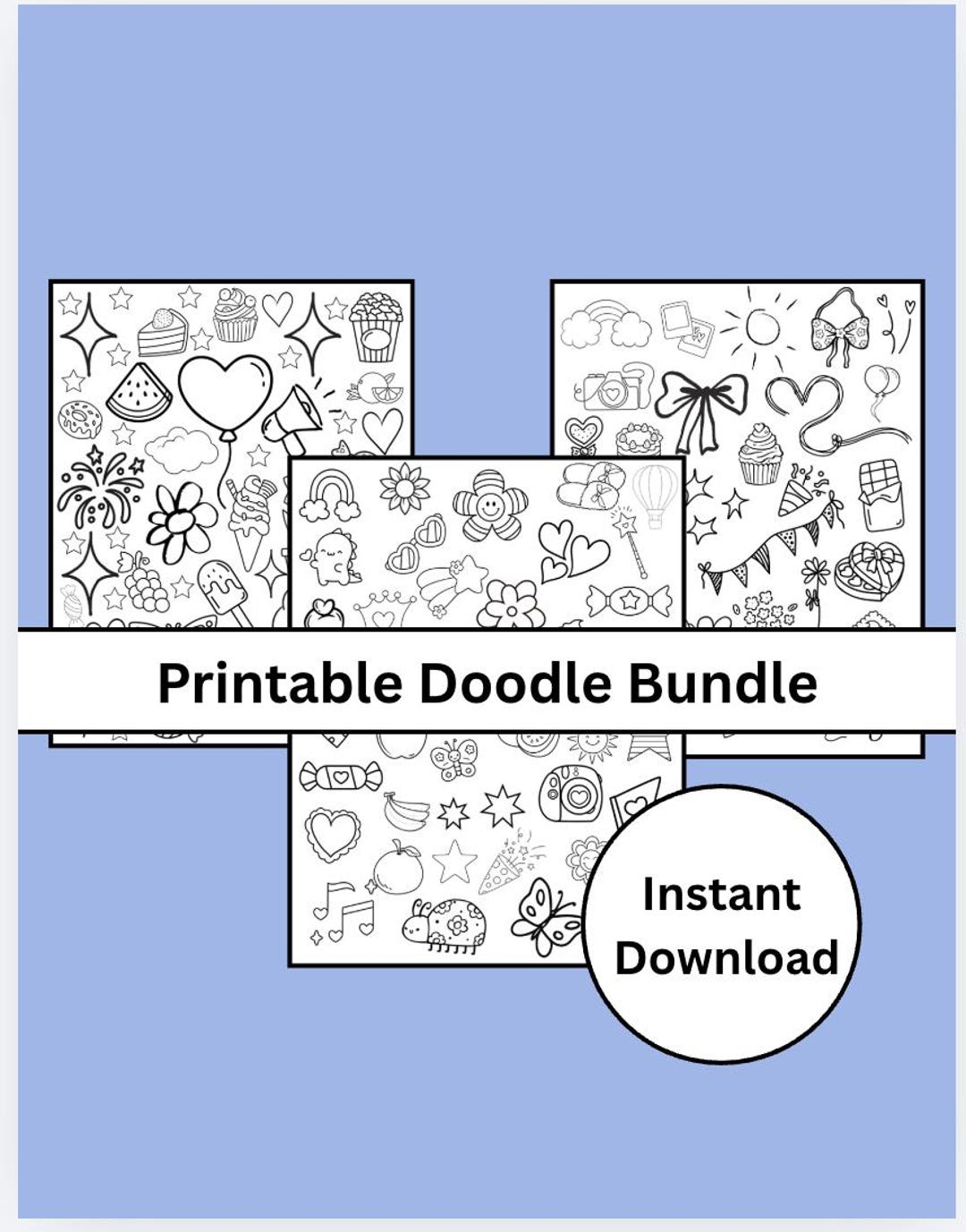 Doodle Coloring Pages Bundle – Set of 3 Printable Doodle Sheets ...