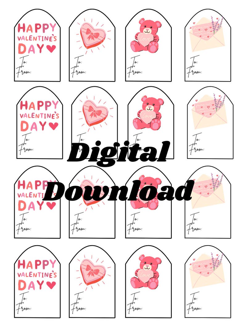 Printable Valentine's Day Gift Tags | Designs (digital Download - Etsy