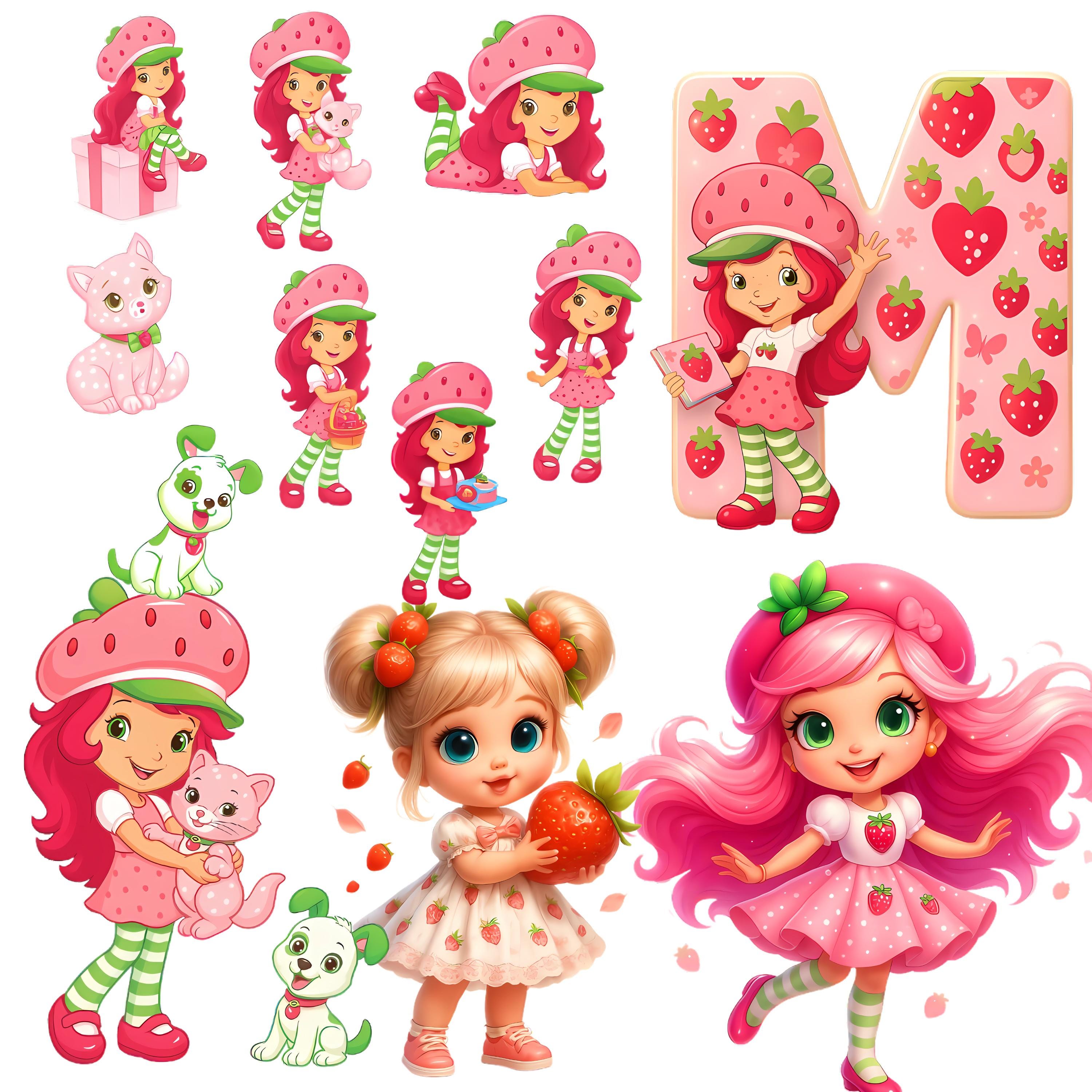Retro Strawberry Cartoon PNG Clipart: 80s Kawaii Sublimation Design ...