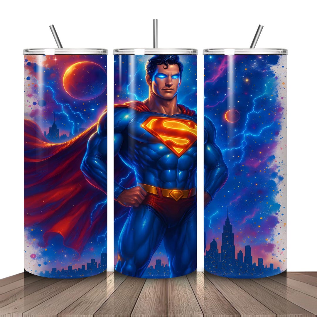 Comic Style Super Hero Tumbler Wrap PNG: 20oz Skinny Sublimation Design ...