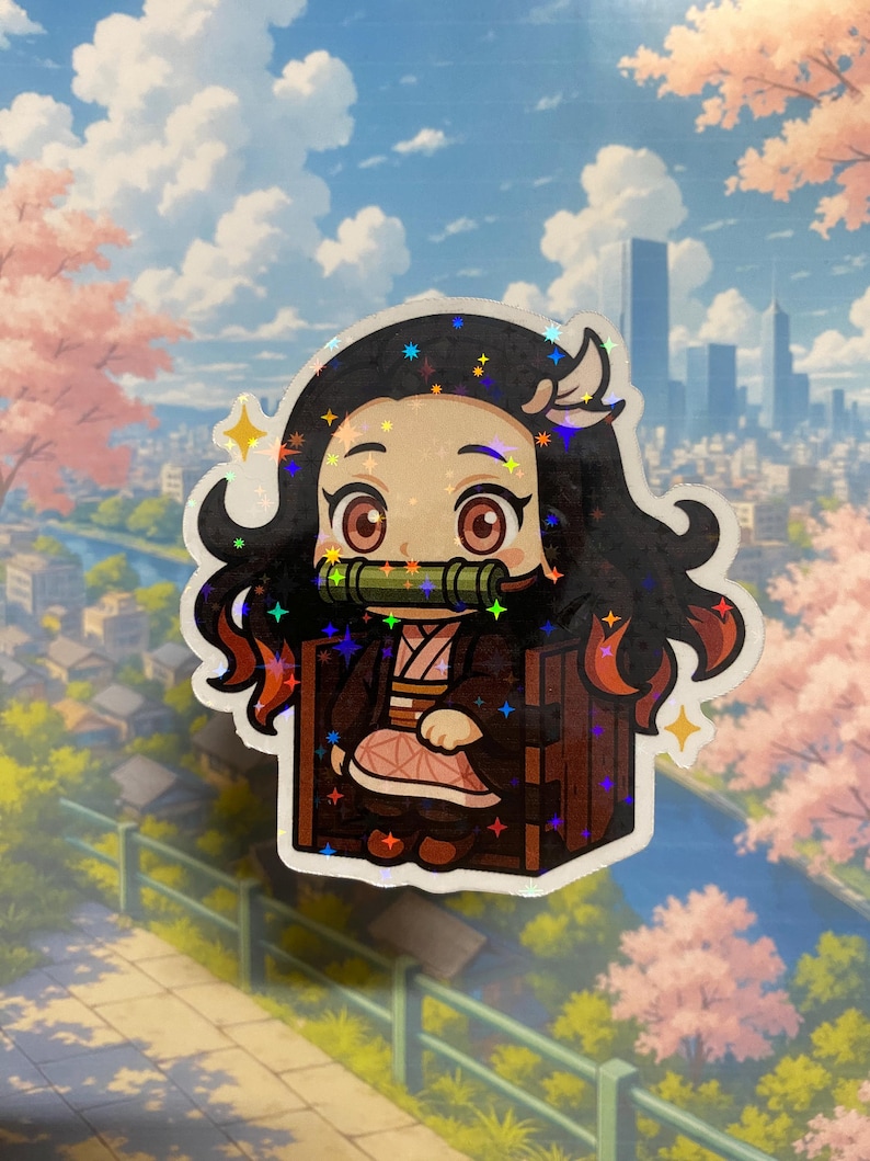 Nezuko Chibi Sticker – Demon Slayer Anime Vinyl | Holographic ...
