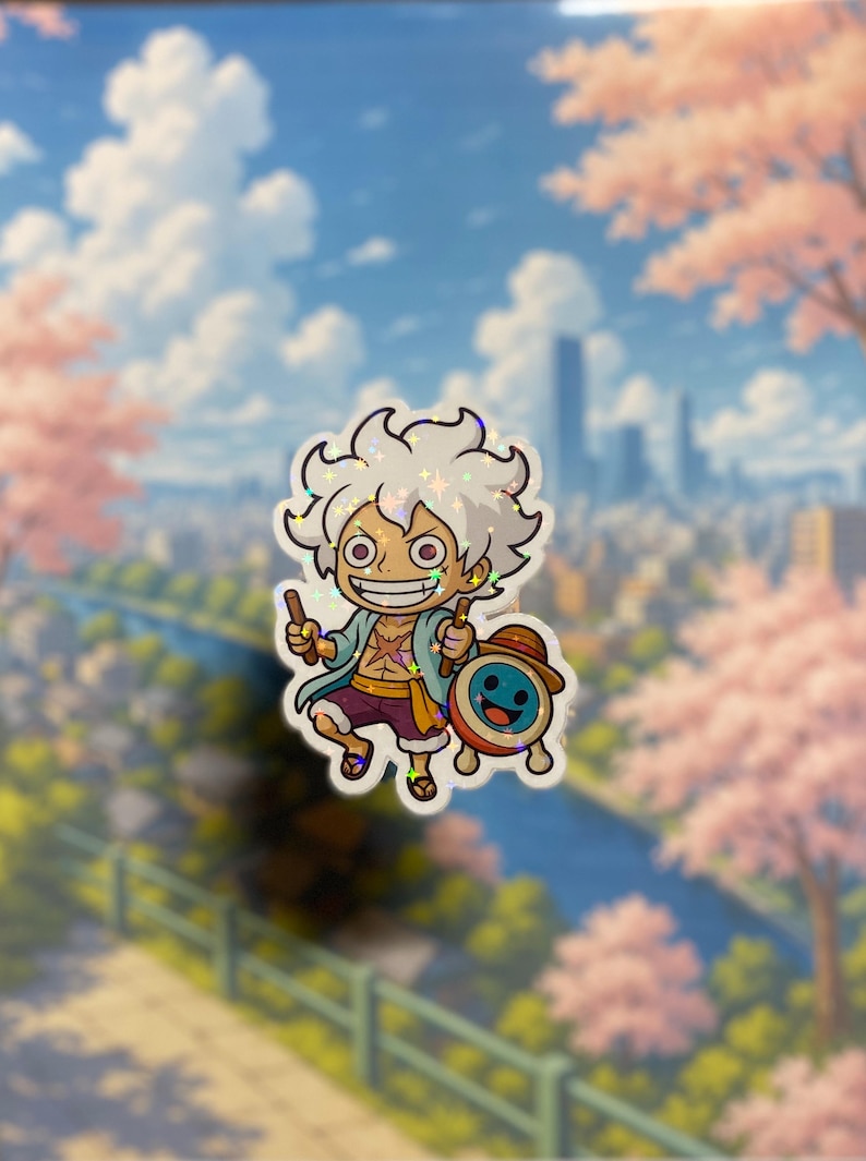 One Piece Luffy Chibi Sticker | Handmade Anime Vinyl | Holographic ...