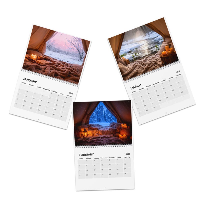 Cozy Winter Cabin Calendar 2026 | Photo Wall Calendar, Monthly Grid - Etsy