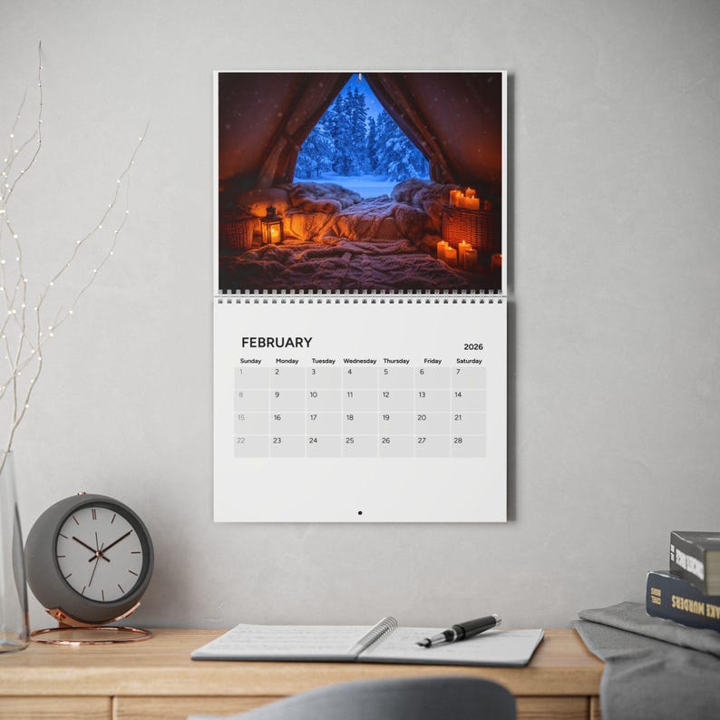 Cozy Winter Cabin Calendar 2026 | Photo Wall Calendar, Monthly Grid - Etsy