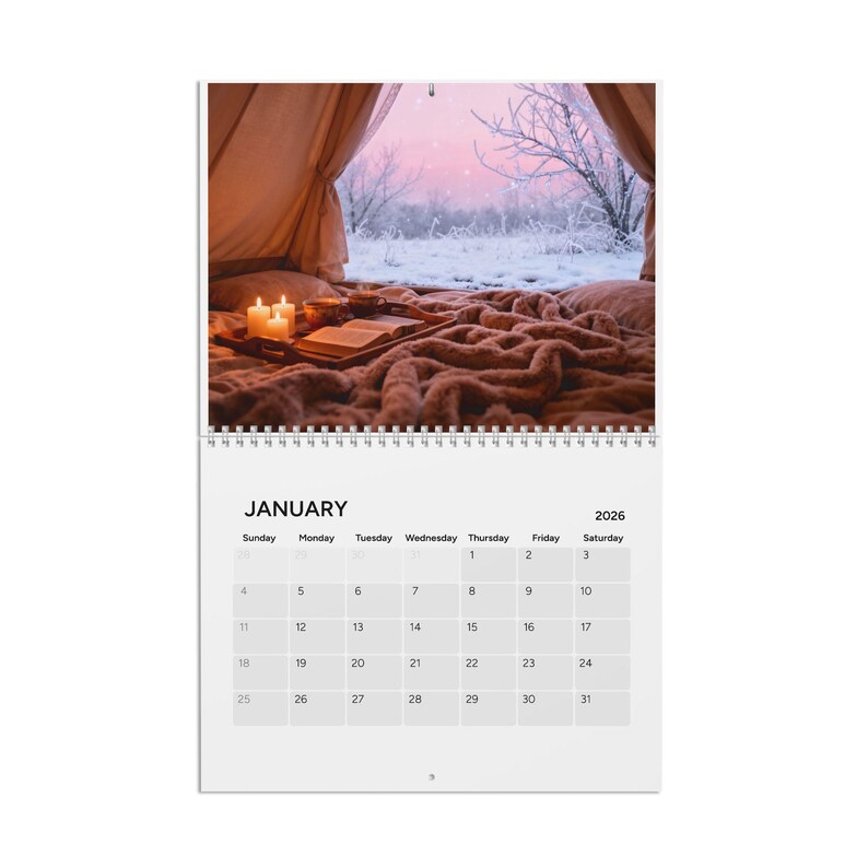 Cozy Winter Cabin Calendar 2026 | Photo Wall Calendar, Monthly Grid - Etsy