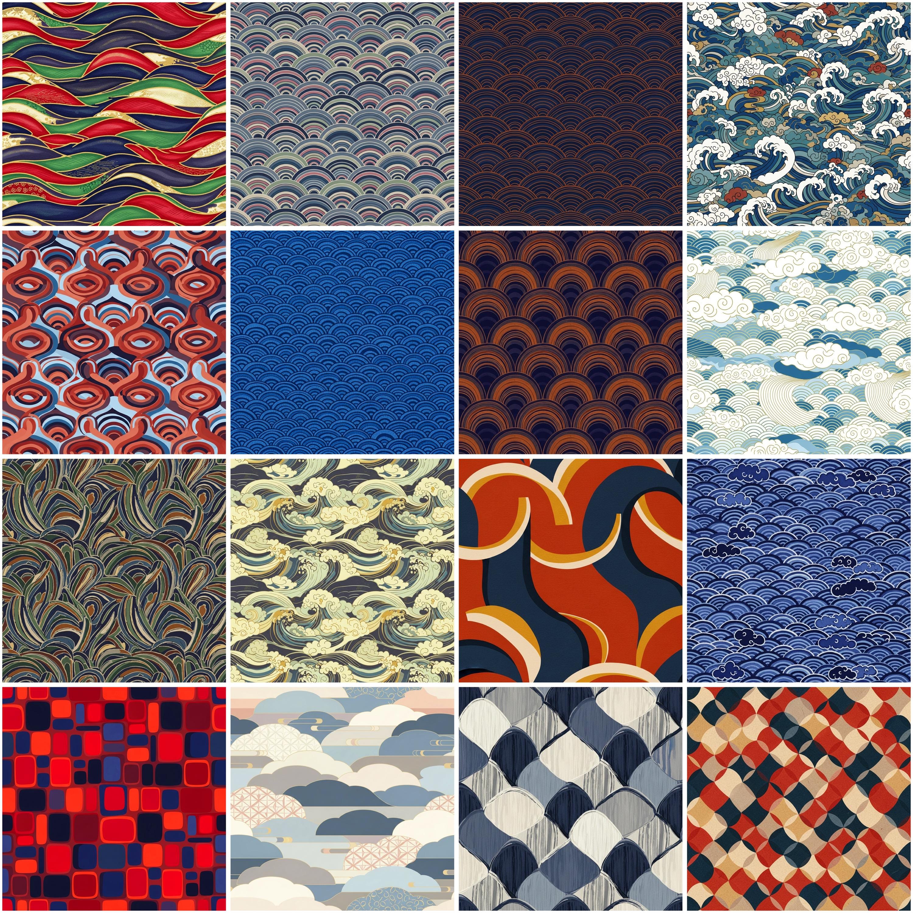 Japanese Digital Paper Bundle, Seamless Wave Patterns (JPG + PDF) - Etsy