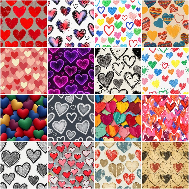 Valentine Heart Digital Paper, Seamless Patterns (JPG, PDF) - Etsy