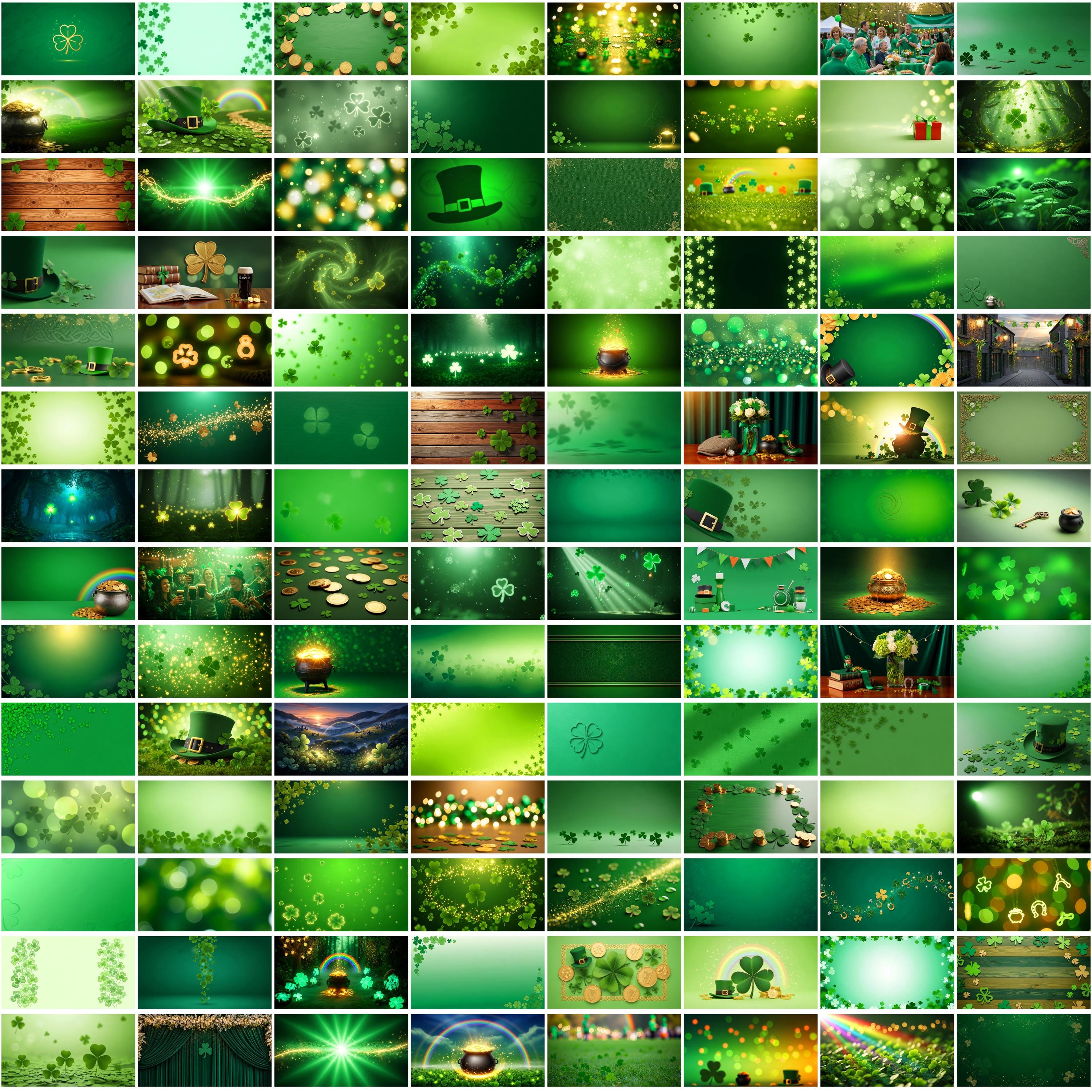 St. Patrick's Day Backdrops, Shamrock Clipart Bundle (JPG Digital ...