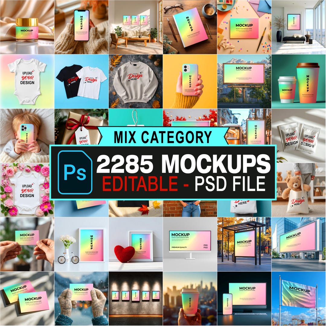 Mix Mockup Bundle, PSD Mockup, Product & Branding Mockups (digital ...