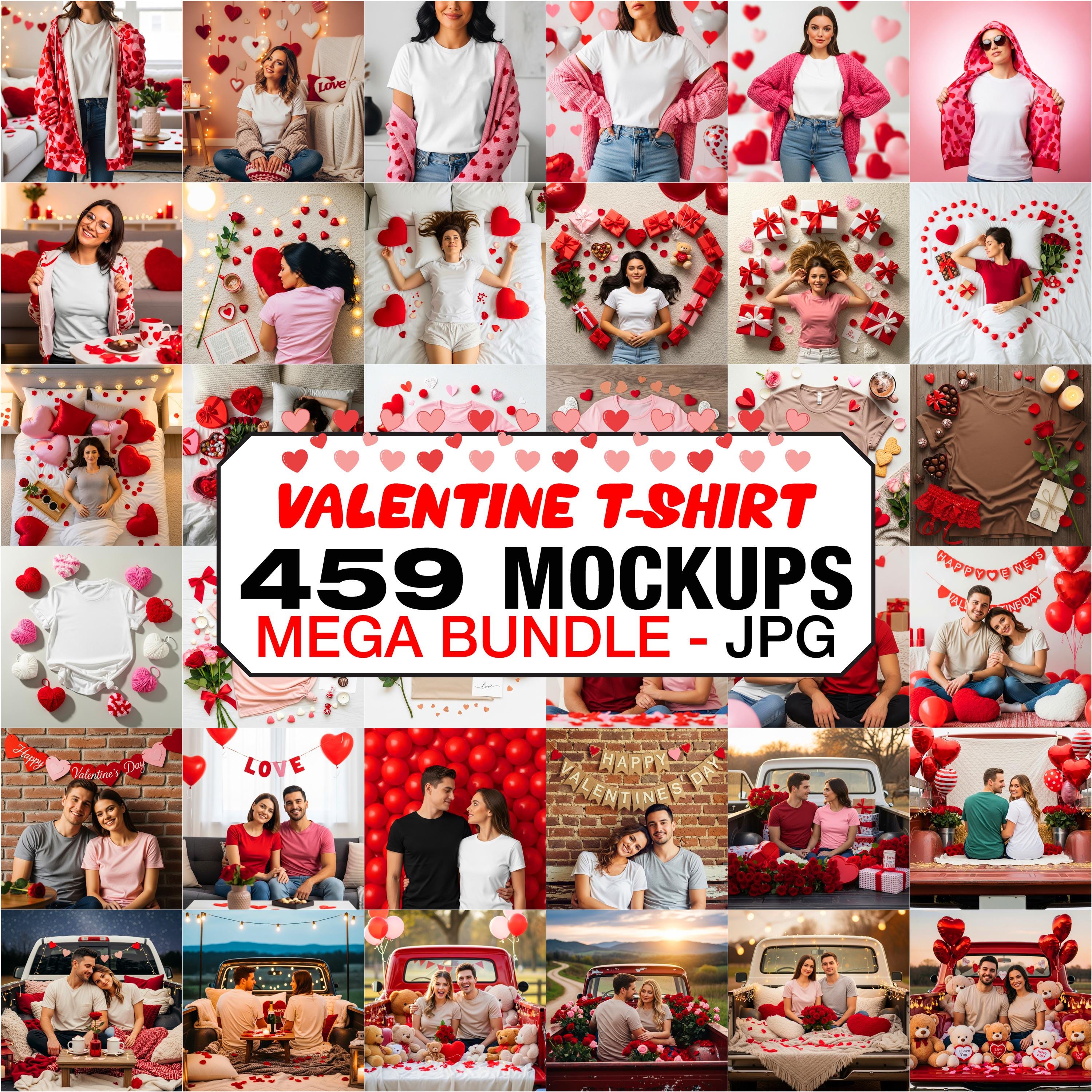 459 Valentine T-shirt Mockup Bundle JPG, Valentine’s Day Apparel Mockup ...