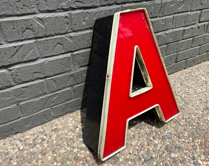 A / Reclaimed Vintage Channel Letter / XL / Red and Gold / Old Sign - Etsy