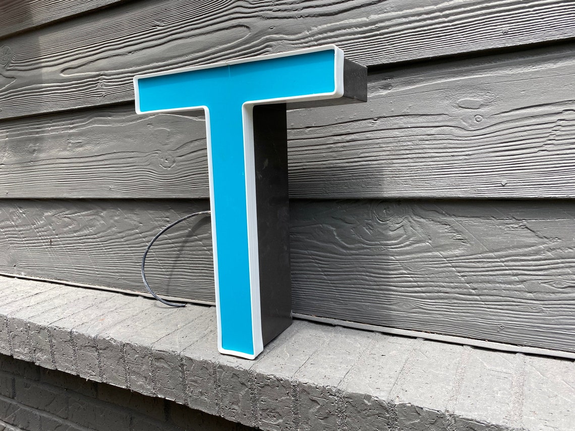 T Reclaimed Vintage Channel Letter XL Teal Old Sign | Etsy