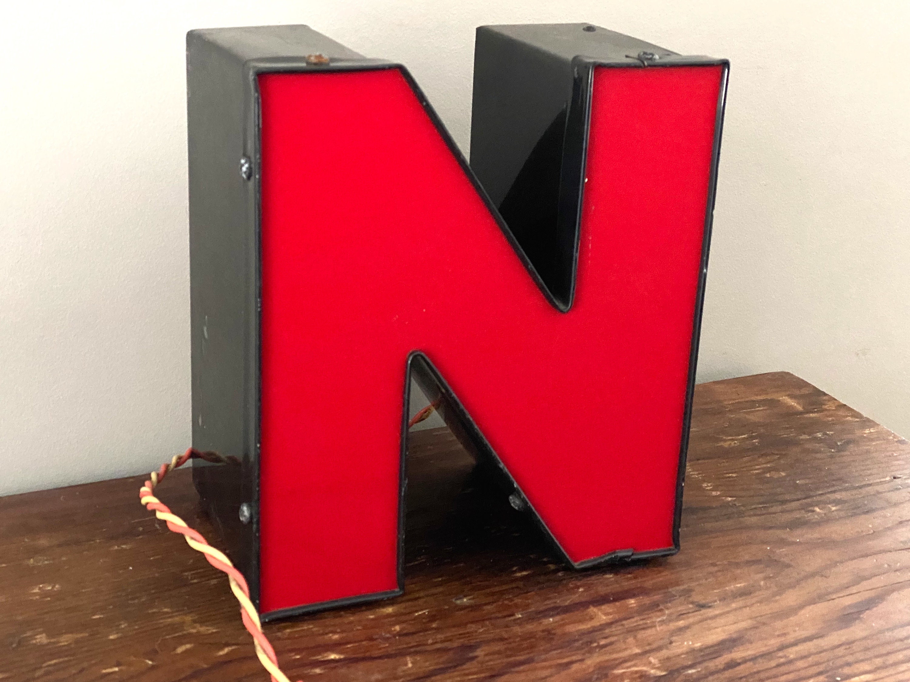 N / Reclaimed Vintage Channel Letter / Red / Old Sign | Etsy
