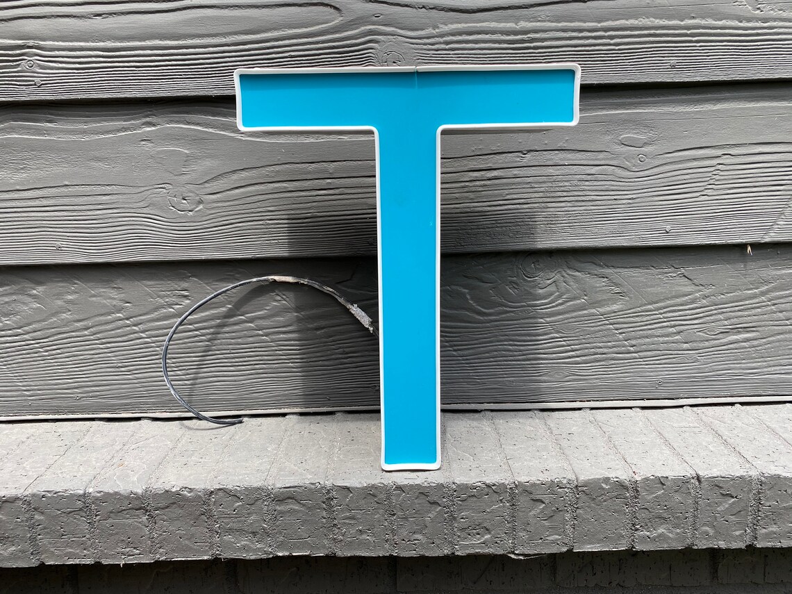 T Reclaimed Vintage Channel Letter XL Teal Old Sign | Etsy