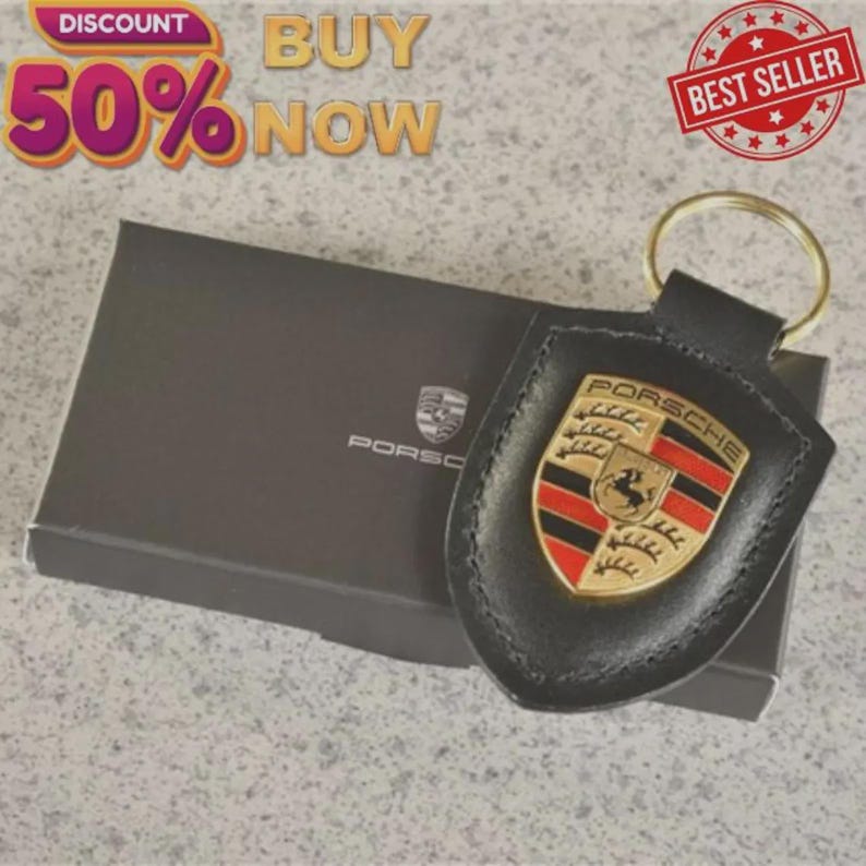 Porsche Crest Keyring Key Chain Leather Black Exquisite Set Gift Box - Etsy
