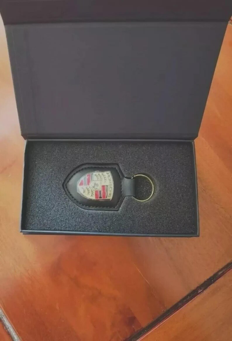 Porsche Crest Keyring Key Chain Leather Black Exquisite Set Gift Box - Etsy