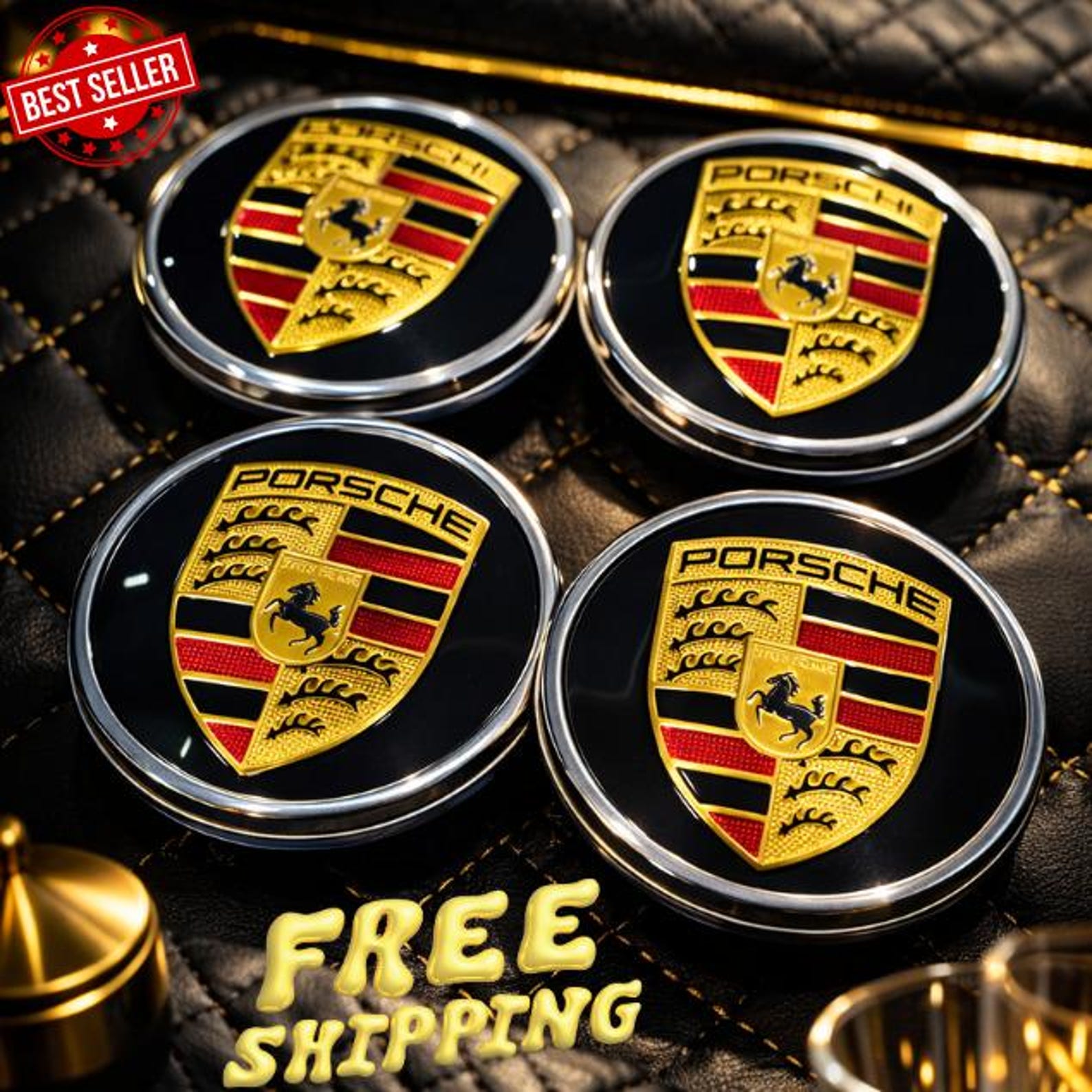 Porsche Wheel Center Caps 76mm: Gloss Black, Silver Crest (set of 4) - Etsy