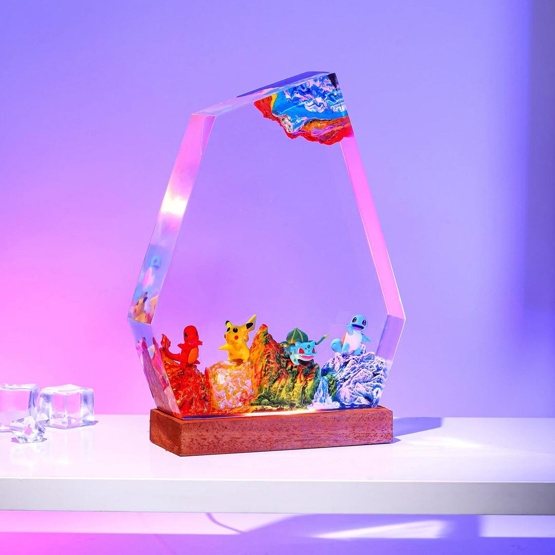 Pi.ka/ch/u Bulbasaur Charmander Squirtle Gift, Custom Epoxy Resin Lamp, Christmas Gift, Gift for ...