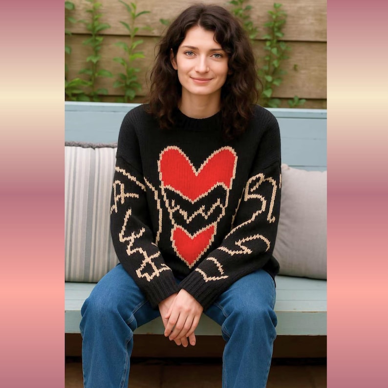 Eve Hewson Bad Sister Sweater | Oversized Heart Knit Jumper | Valentine ...