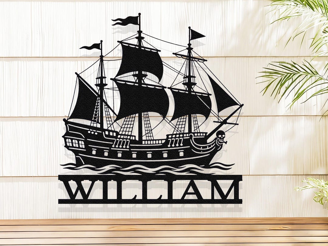 Personalized Pirate Ship Metal Sign | Nautical Wall Art - Etsy