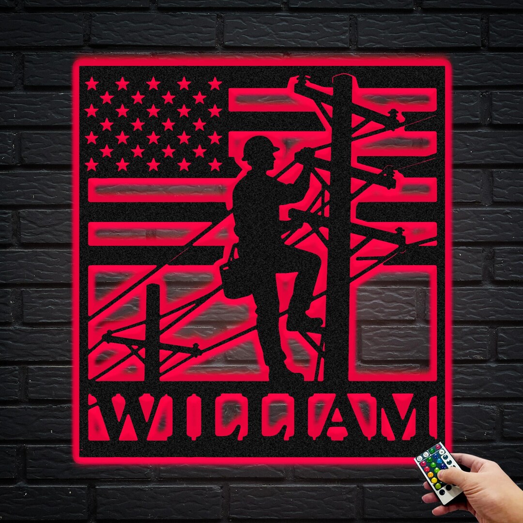 Personalized Lineman Metal Wall Art – Custom "powered by Courage" Name ...